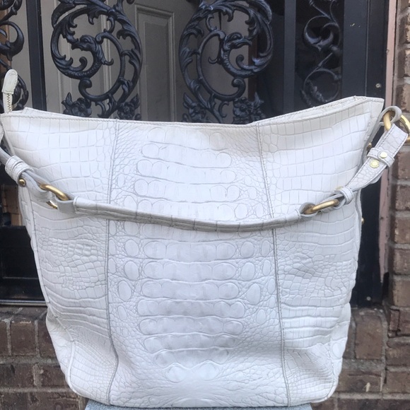 Brahmin | Bags | Brahmin Off White Gold Alligator Animal Print Hobo ...